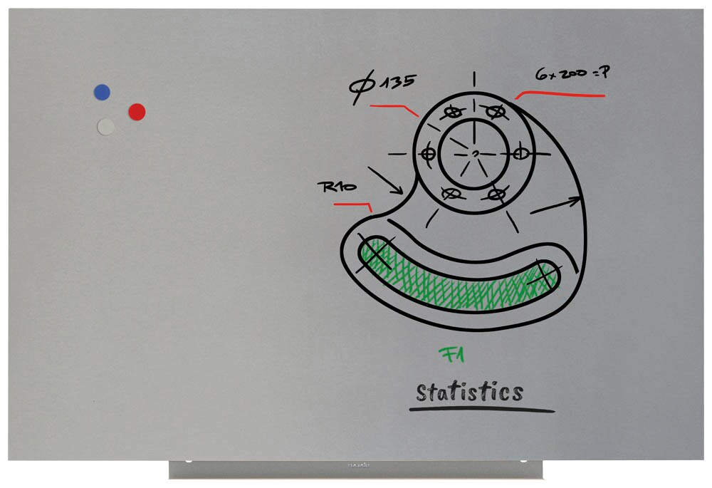 rocada Whiteboard PRO Skin 75,0 x 100,0 cm silber spezialbeschichteter ...