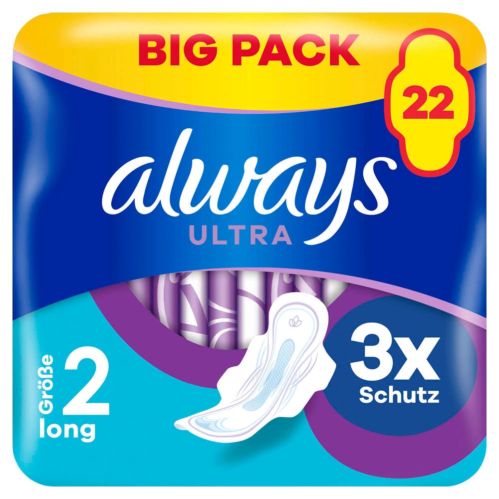 always Binden Ultra Day Long mit Flügeln für mittlere bis starke Tage ...