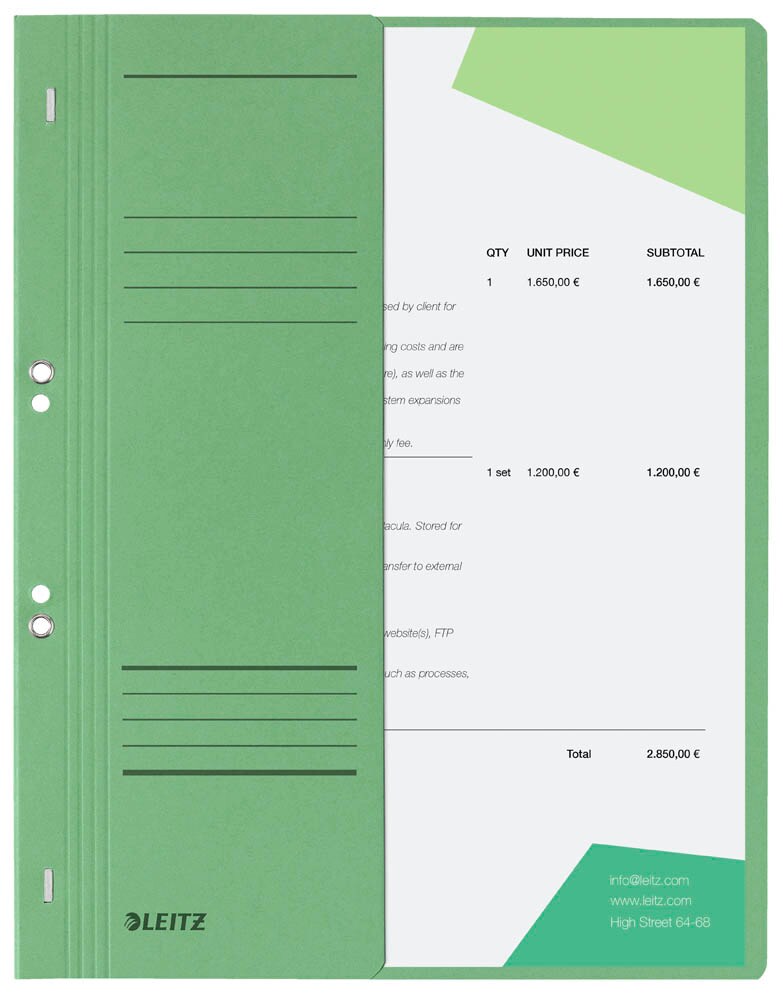 LEITZ Ösenhefter 3741 Karton grün DIN A4, halber Deckel, 1 St. | office ...