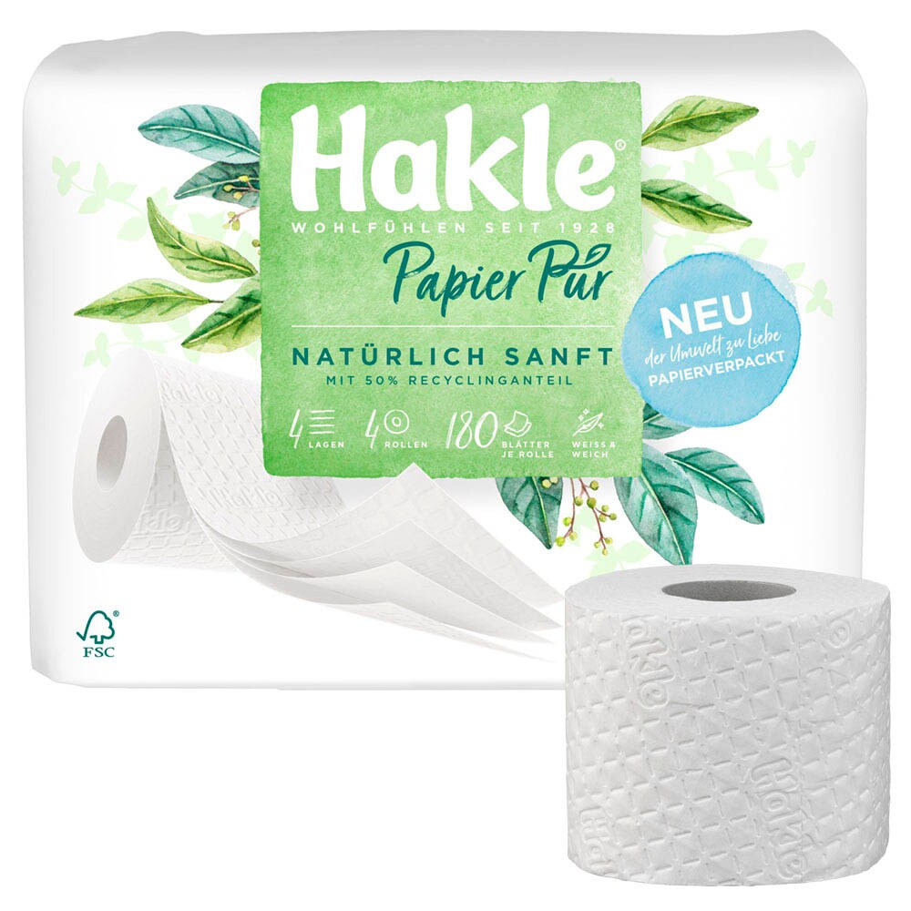 Hakle Toilettenpapier Pur NATÜRLICH SANFT 4-lagig, 4 Rollen | office ...