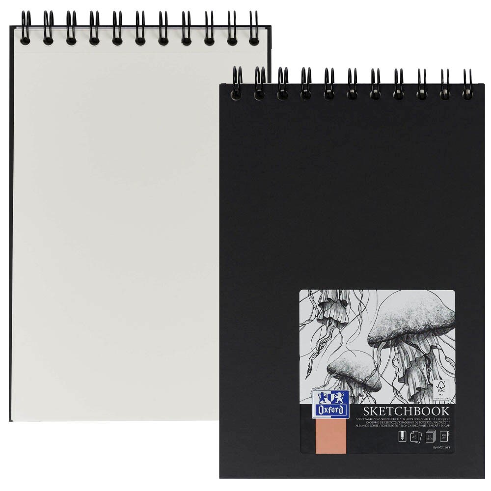 OXFORD Skizzenbuch Sketchbook DIN A5 blanko, schwarz Hardcover 50 ...