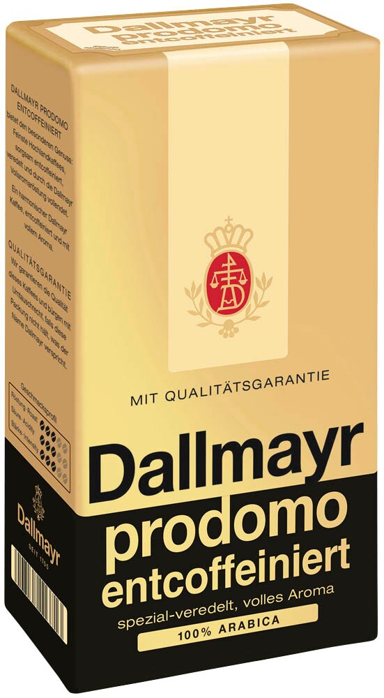 Dallmayr prodomo entcoffeiniert Kaffee, gemahlen, Arabicabohnen 500,0 g ...
