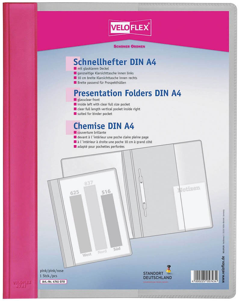 VELOFLEX Schnellhefter VELOFORM® Kunststoff pink DIN A4 überbreit, 1 St ...