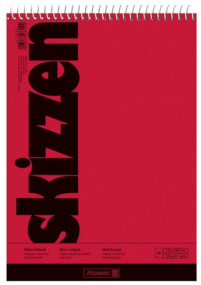 BRUNNEN Skizzenblock 17,0 x 24,0 cm, 1 Block | office discount