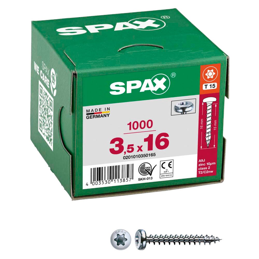 SPAX® Universalschrauben T15 Halbrundkopf WIROX 0201010350165 3,5 mm x ...