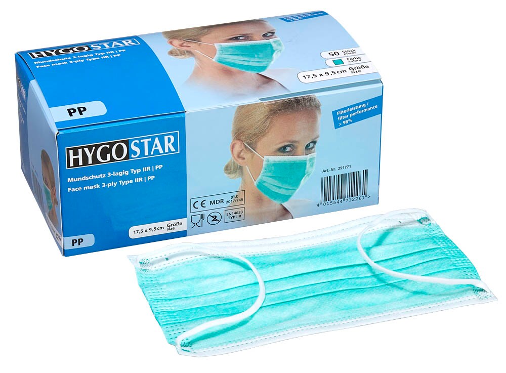 HYGOSTAR medizinischer Mundschutz DIN EN 14683 Typ II R, 50 St ...