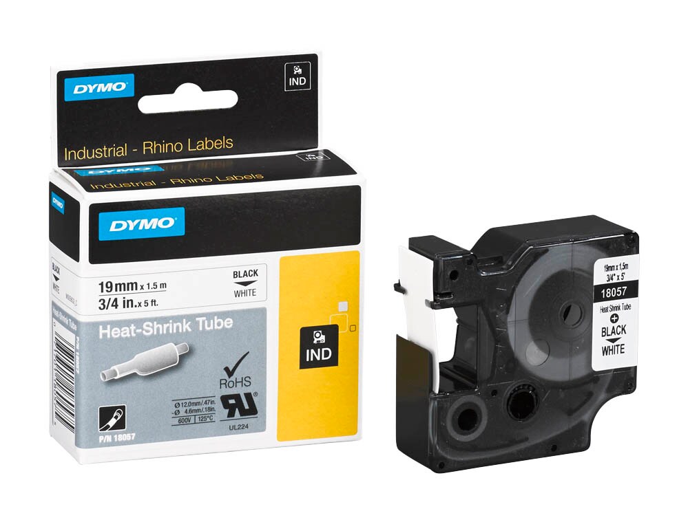 DYMO Schrumpfschlauch RHINO 18057, 19 mm schwarz auf weiß | office discount