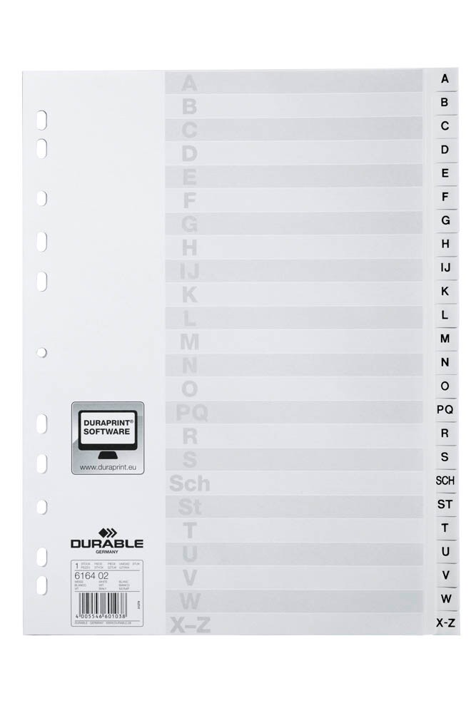 DURABLE Ordnerregister DIN A4 Vollformat A-Z weiß 24-teilig, 1 Satz ...