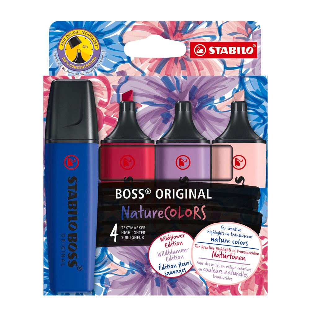 STABILO BOSS Original Wildflower Edition Textmarker farbsortiert, 4 St ...