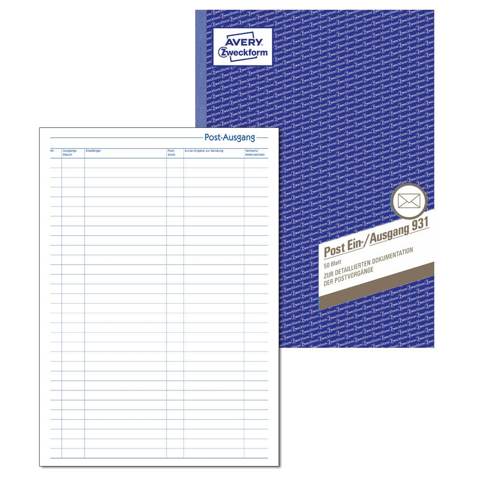 AVERY Zweckform Post-Eingang-/Ausgangsbuch Formularbuch 931, 1 St ...