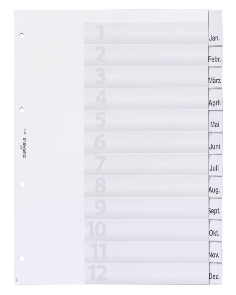 DURABLE Ordnerregister DIN A4 Vollformat 1-12/Jan.-Dez. transparent 12 ...