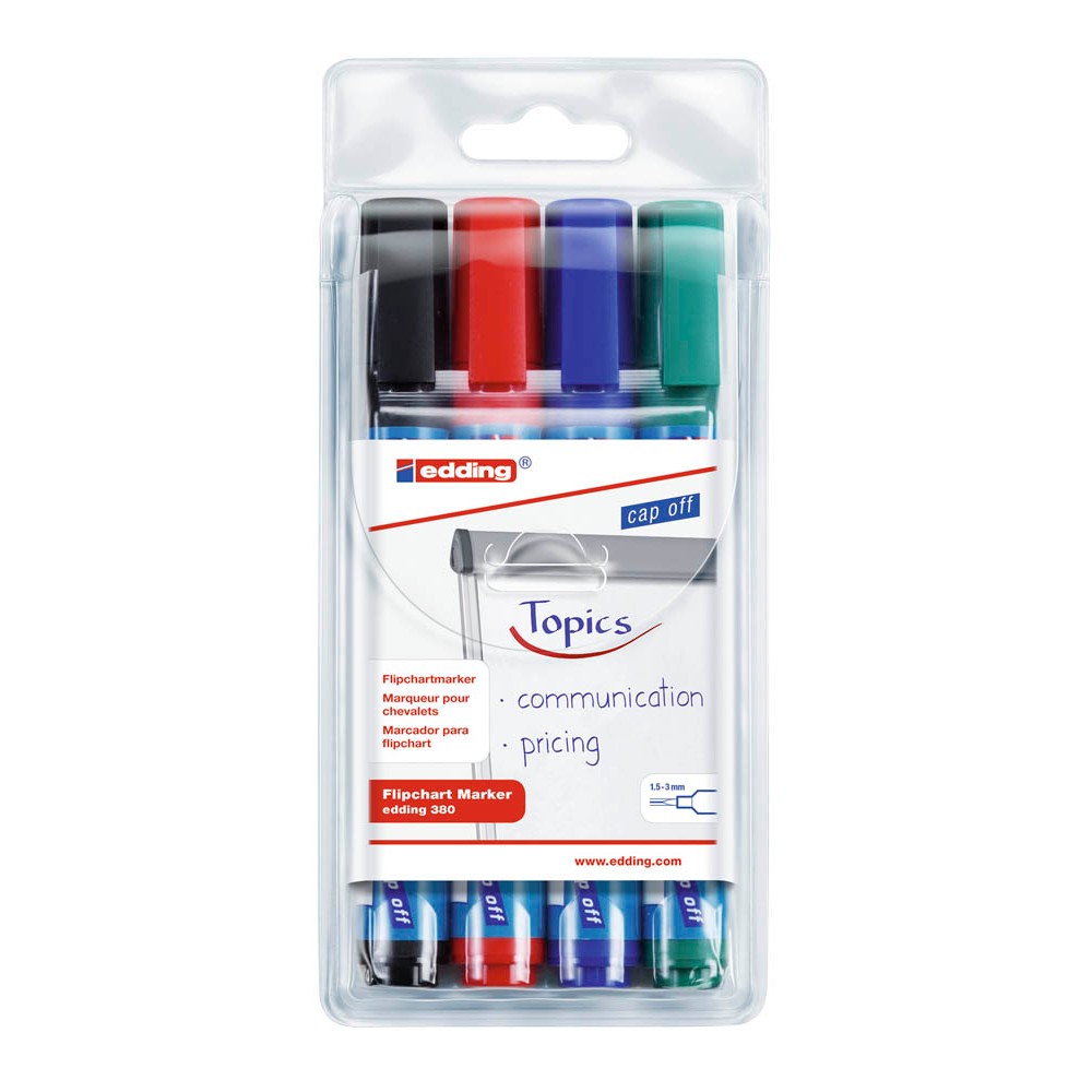 edding 380 Flipchart-Marker farbsortiert 1,5 - 3,0 mm, 4 St. | office ...