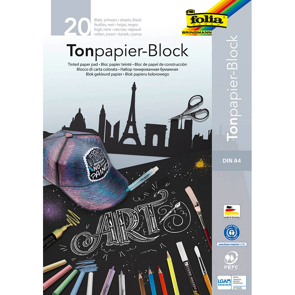 folia Zeichenblock schwarz 20 Blatt DIN A4 | office discount