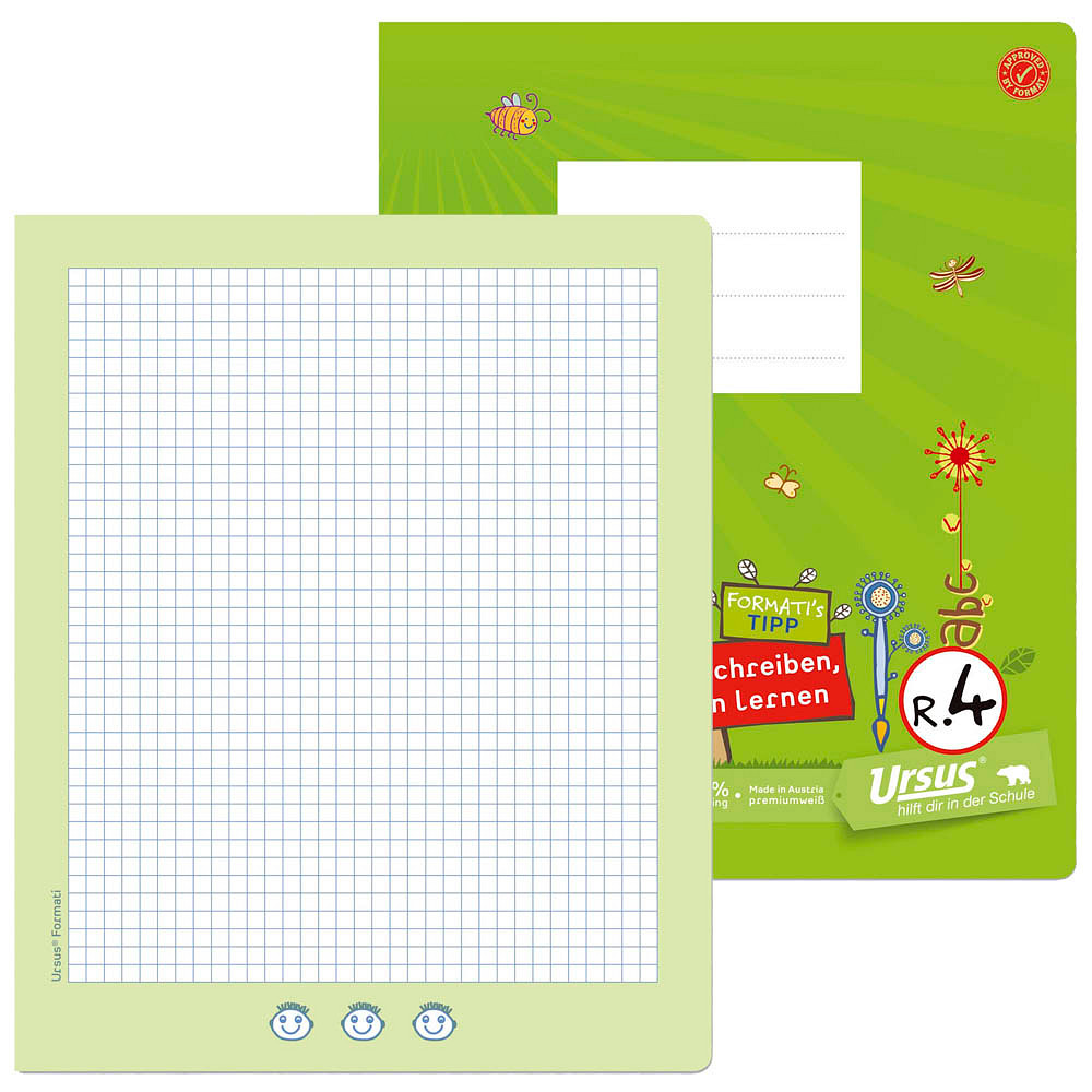 Ursus Schulhefte Formati Rechenheft Lineatur R4 kariert quart Rand ...