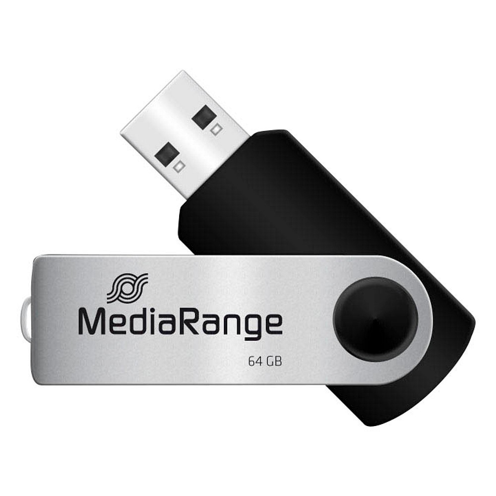 MediaRange USB-Stick schwarz, silber 64 GB | office discount