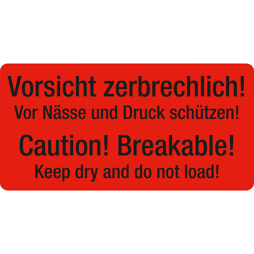 250 EICHNER Warnetiketten rot »Vorsicht zerbrechlich! Vor Nässe und ...